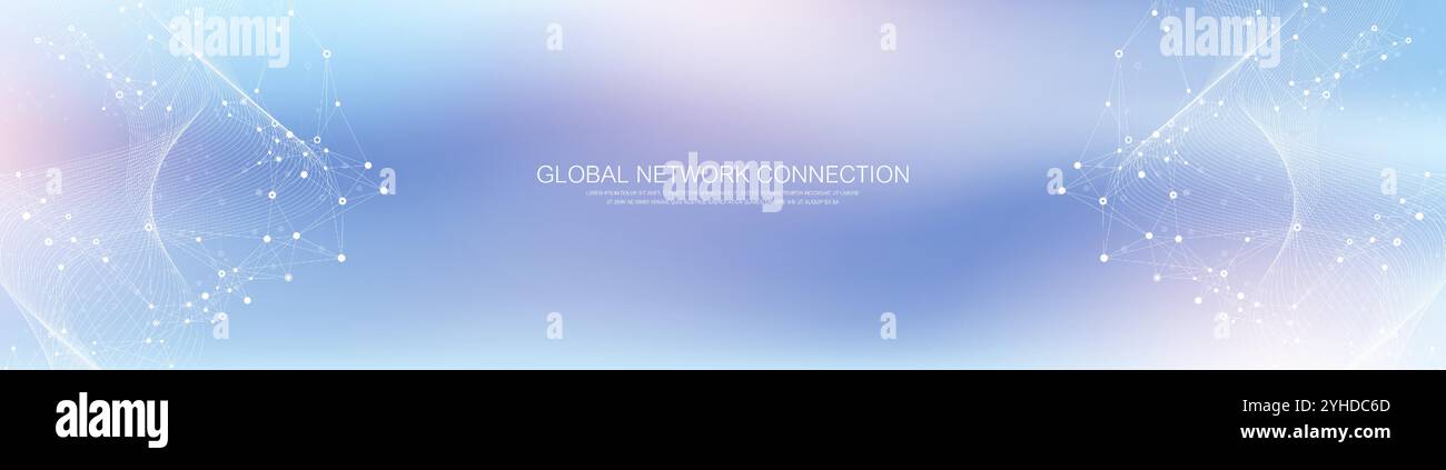 Global network connection banner design template. Header social network ...