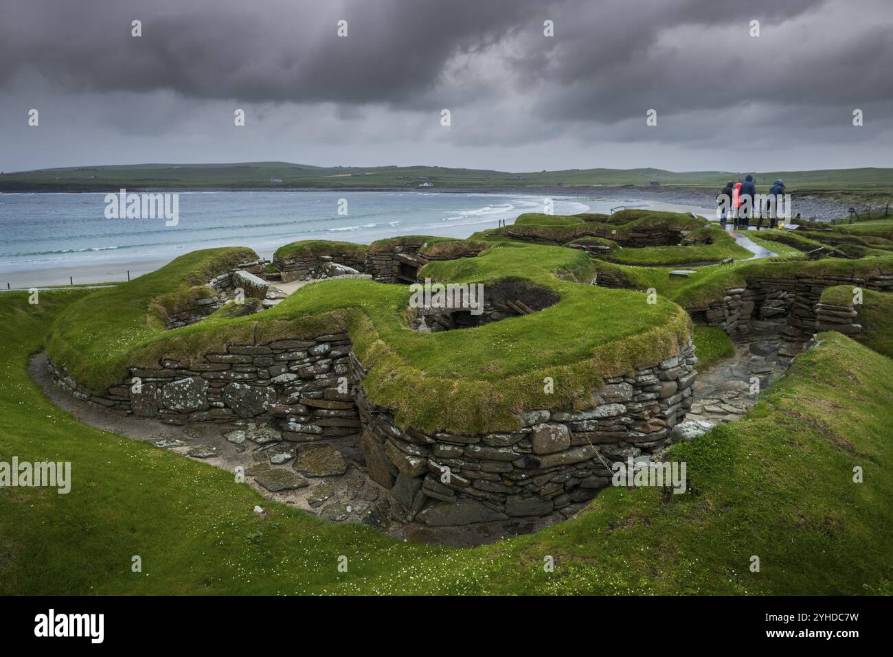 Excavation, Neolithic building, Skara Brae, Orkney Islands, Scotland ...
