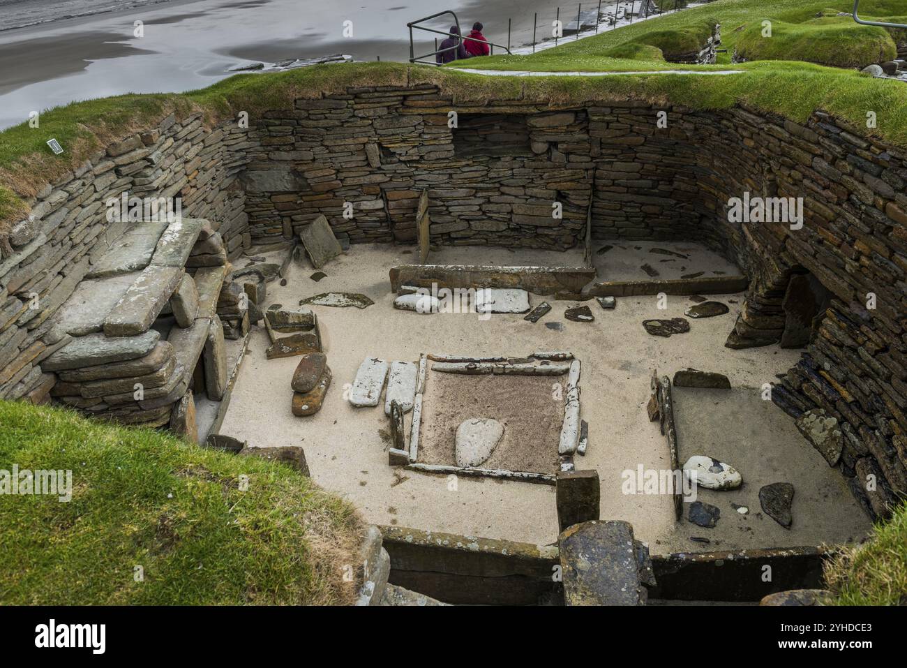 Excavation, Neolithic building, Skara Brae, Orkney Islands, Scotland ...