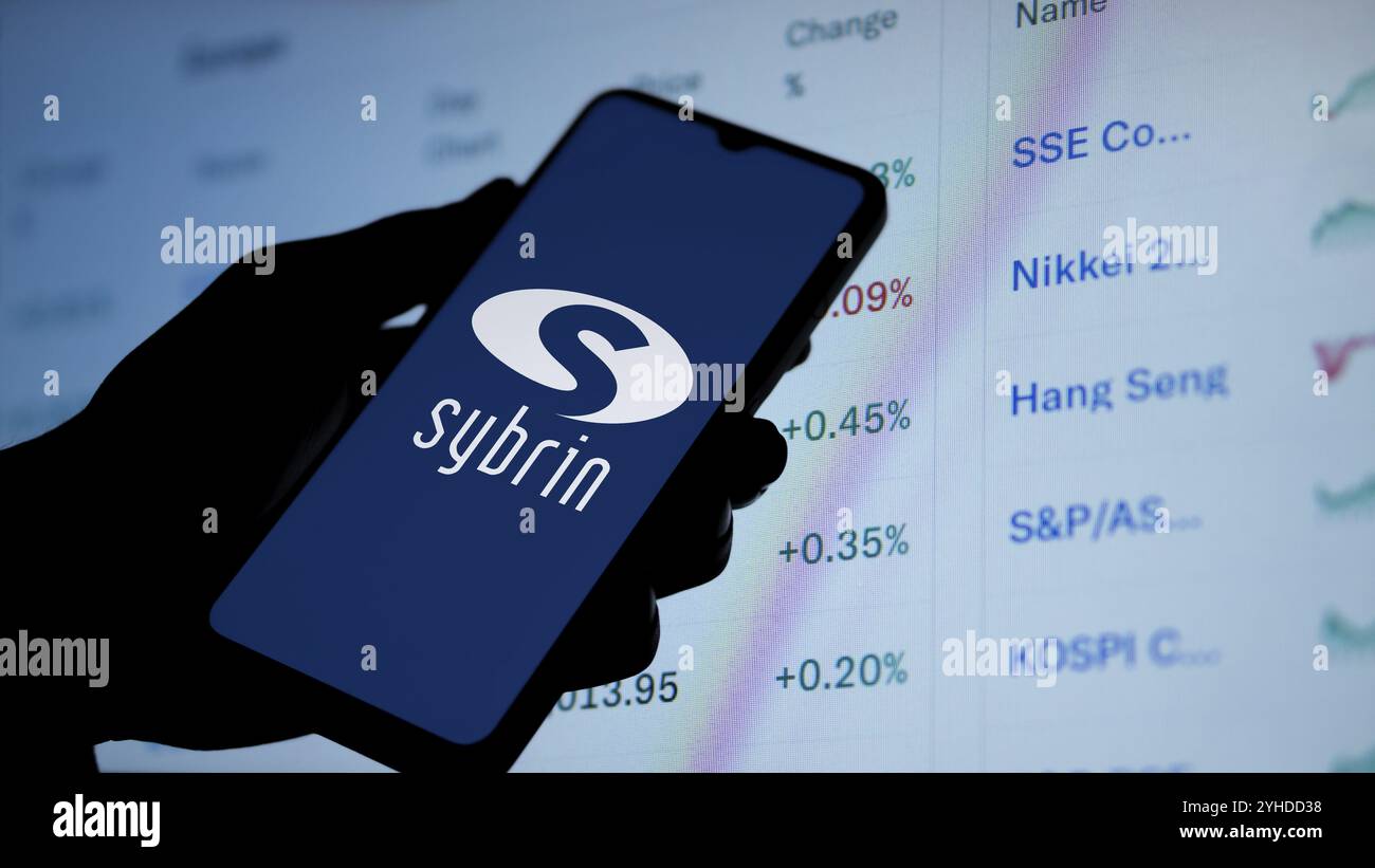 Dhaka, Bangladesh- 03 Nov 2024: Sybrin logo is displayed on smartphone ...