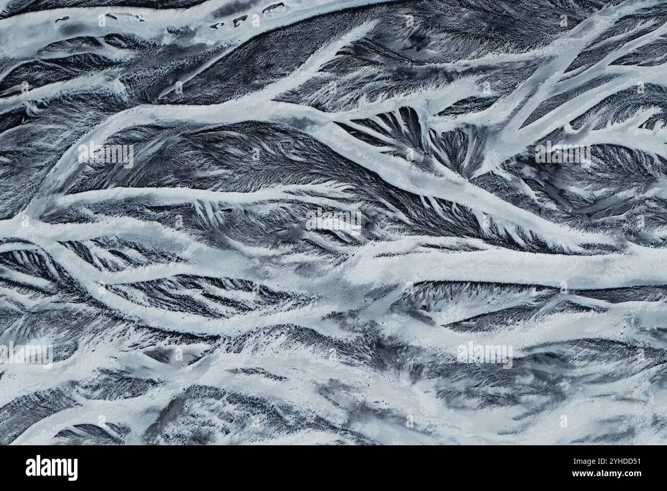 Abstract Aerial View of Frozen River Patterns in Iceland Stock Photo ...