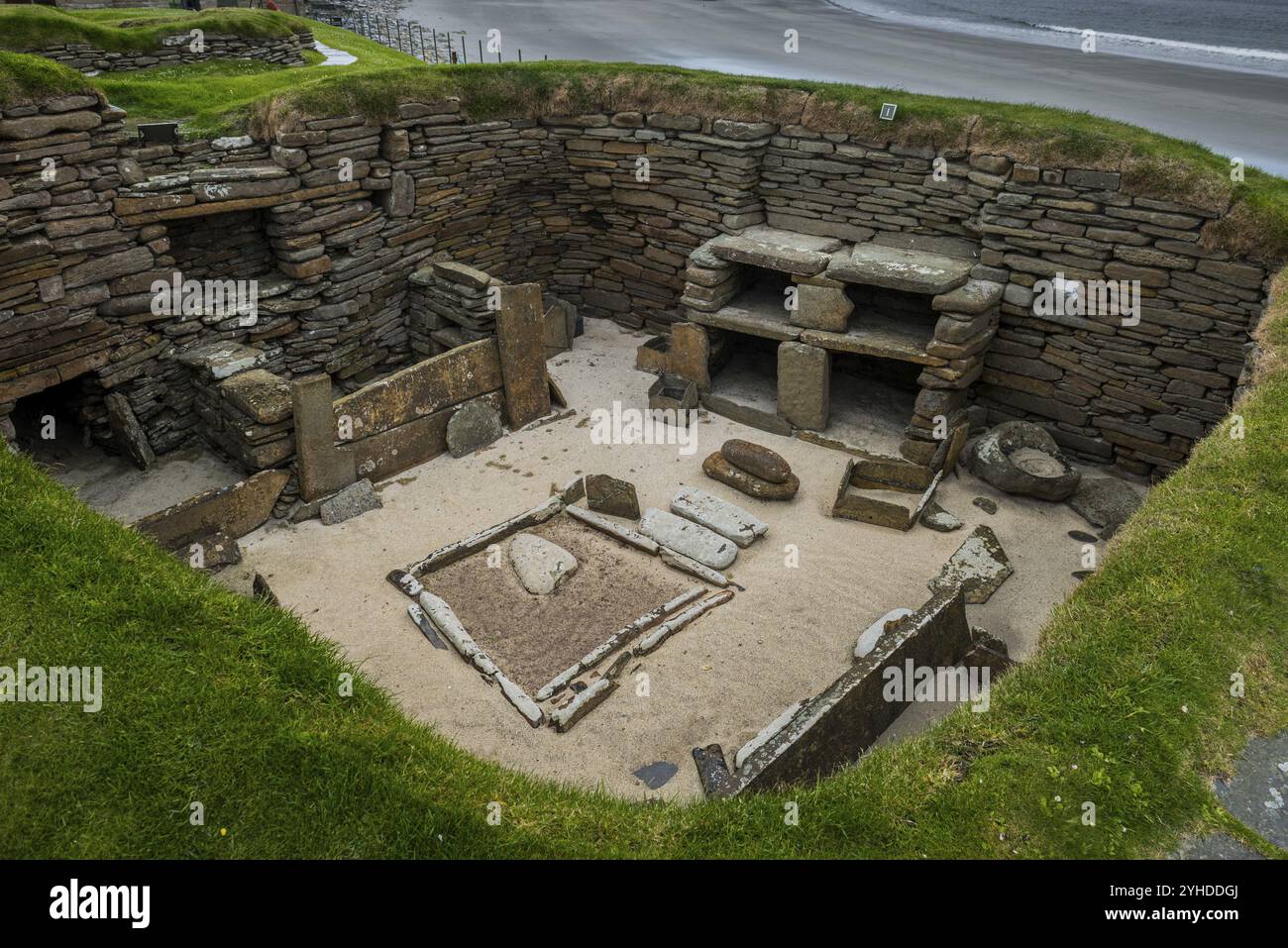 Excavation, Neolithic building, Skara Brae, Orkney Islands, Scotland ...