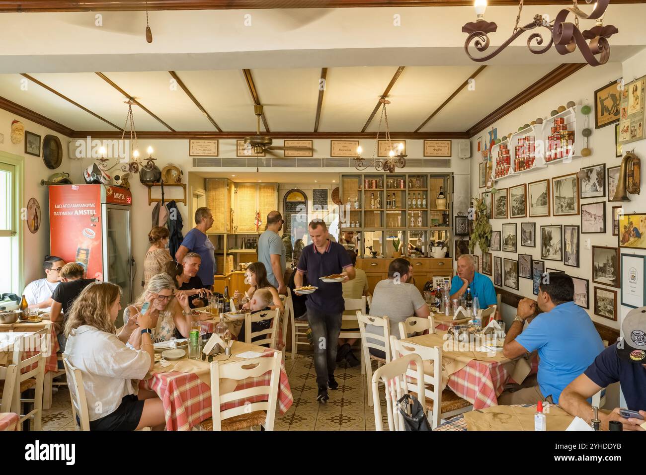 Interior of a traditional Greek restaurant on Zante Island, Greece ...
