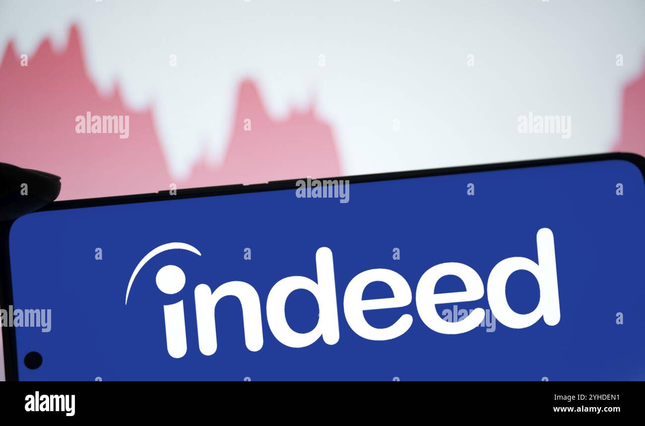 Dhaka, Bangladesh- 08 Nov 2024: Indeed logo is displayed on smartphone ...