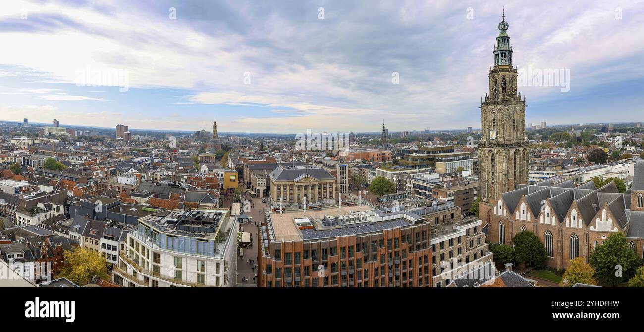 Panoramic photo from the terrace of the Forum Groningen cultural centre ...