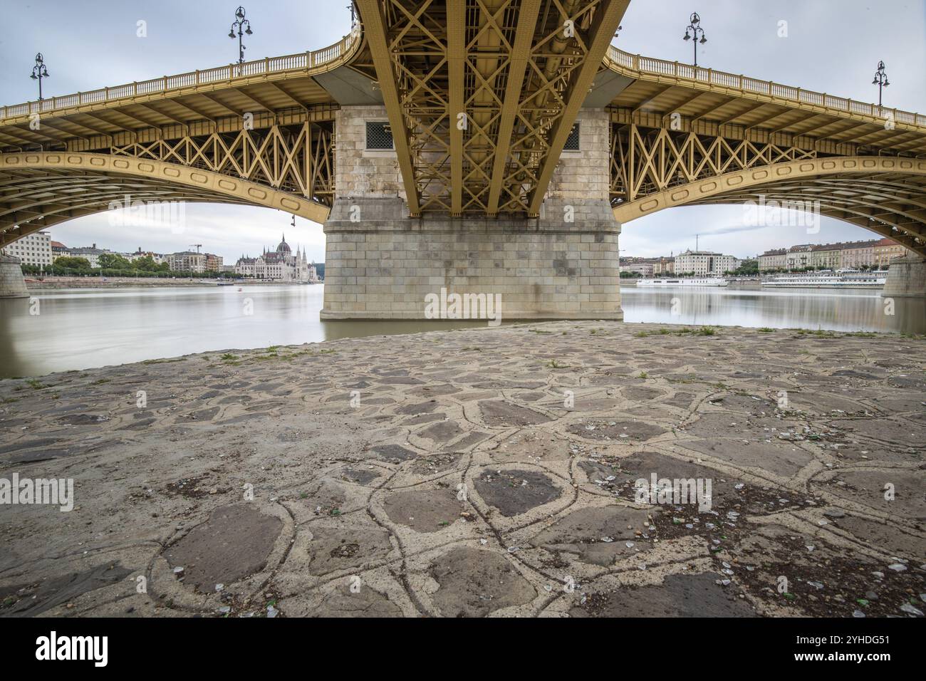 Bridge in the morning. One of the famous road bridges over the Danube ...