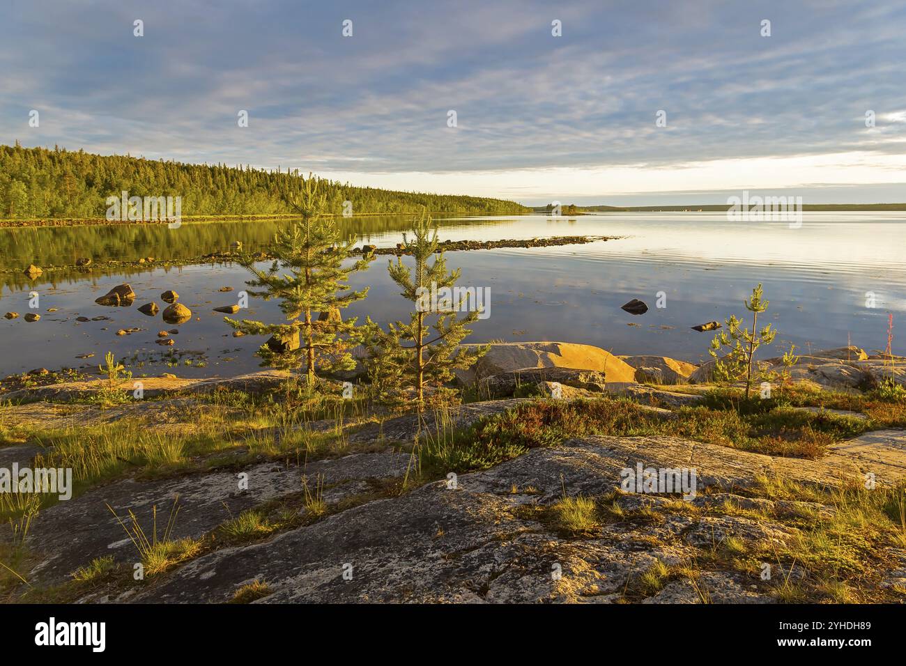 Evening on the White Sea. Kandalaksha Gulf, Karelia, Russia, end of ...