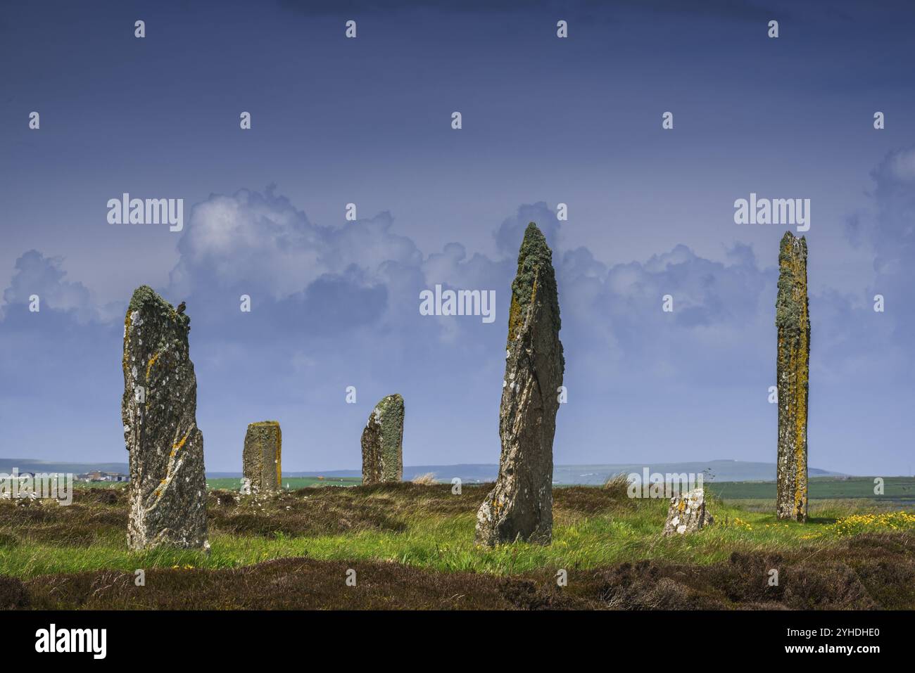 Neolithic stone circle, partial view, Ring of Brodgar, Mainland, Orkney ...