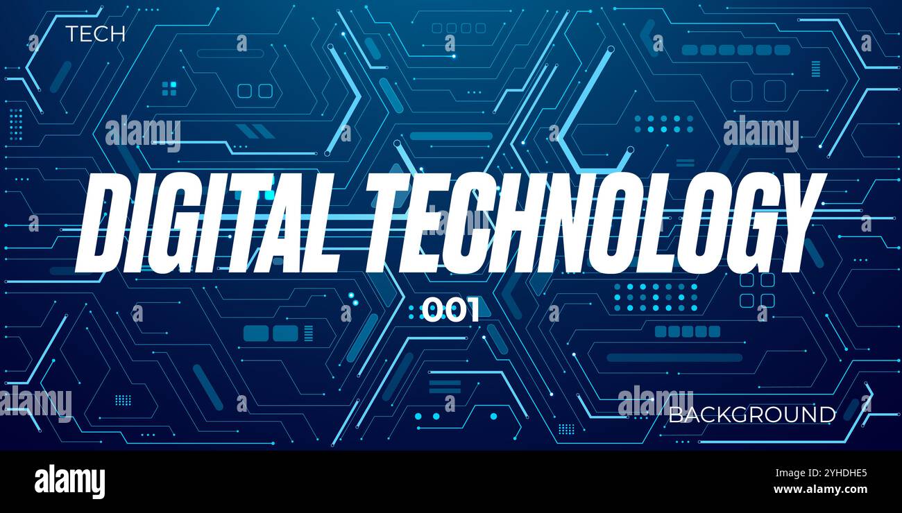 Digital technology background in electric navy blue. Tech bg Stock ...