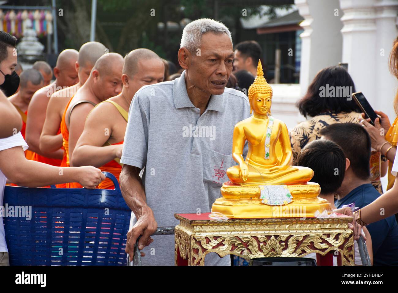 Buddhist priests monastery Kathin ceremony for Local thai people ...