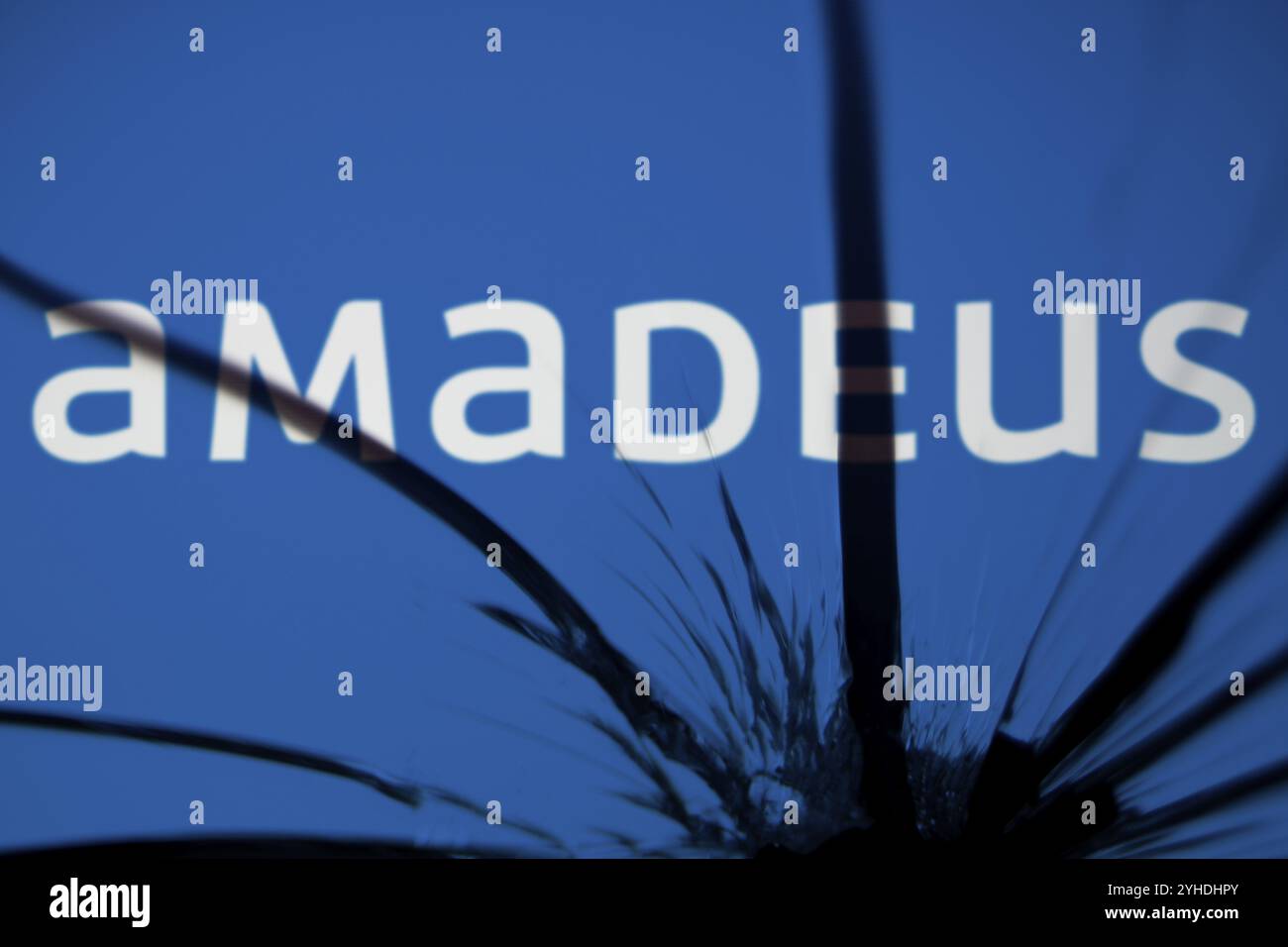 Dhaka, Bangladesh- 09 Nov 2024: Amadeus logo is visible on the broken ...