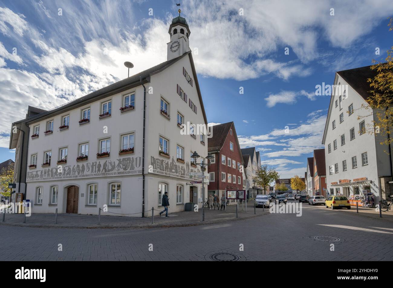 The town hall with wall painting, Bad Wurzach, Allgaeu, Baden ...