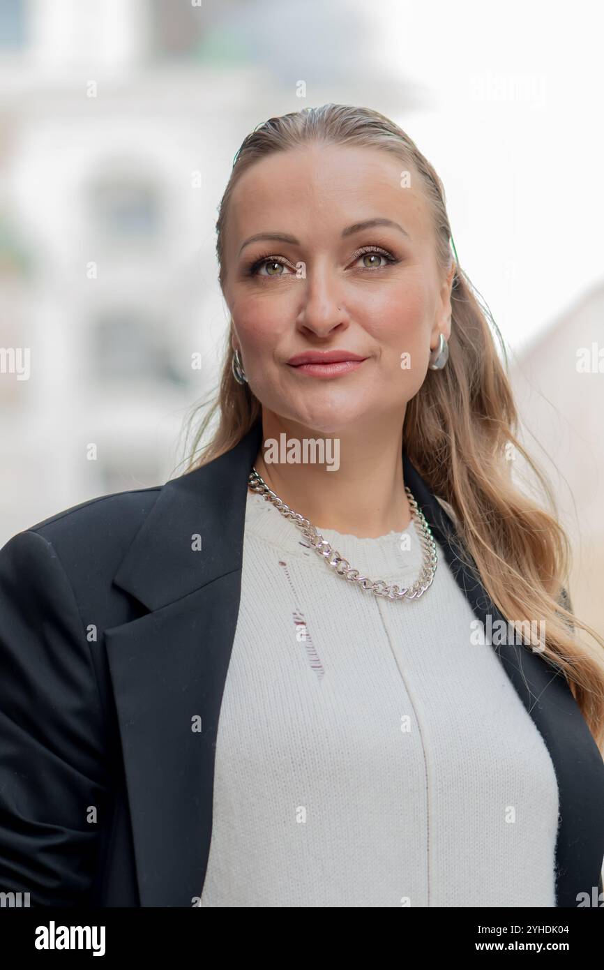 emotion, elegant, blonde, portrait, one, person, woman, city, street ...