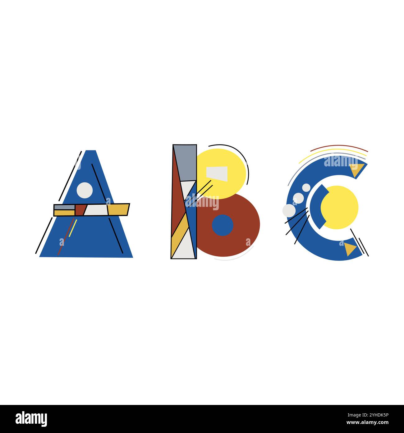 ABC alphabet letters in Kandinsky style for your design, vector image ...