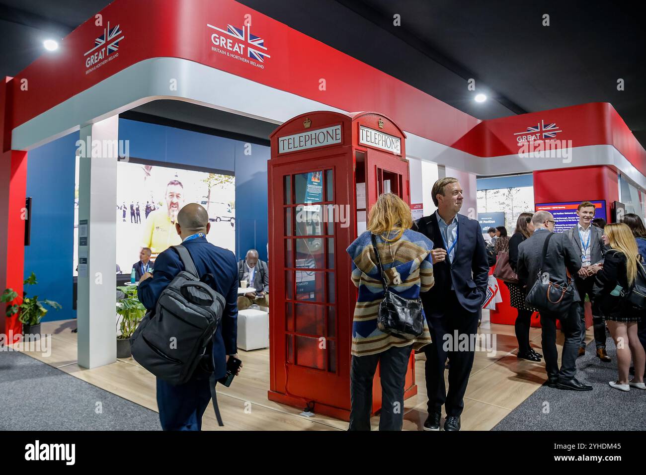 Participants visit the United Kingdom Pavilion during the first day of ...