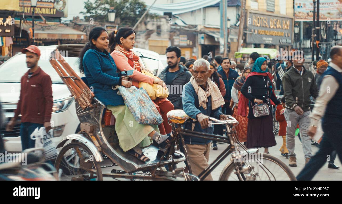 Indian women on cycle rickshaw hi-res stock photography and images - Alamy