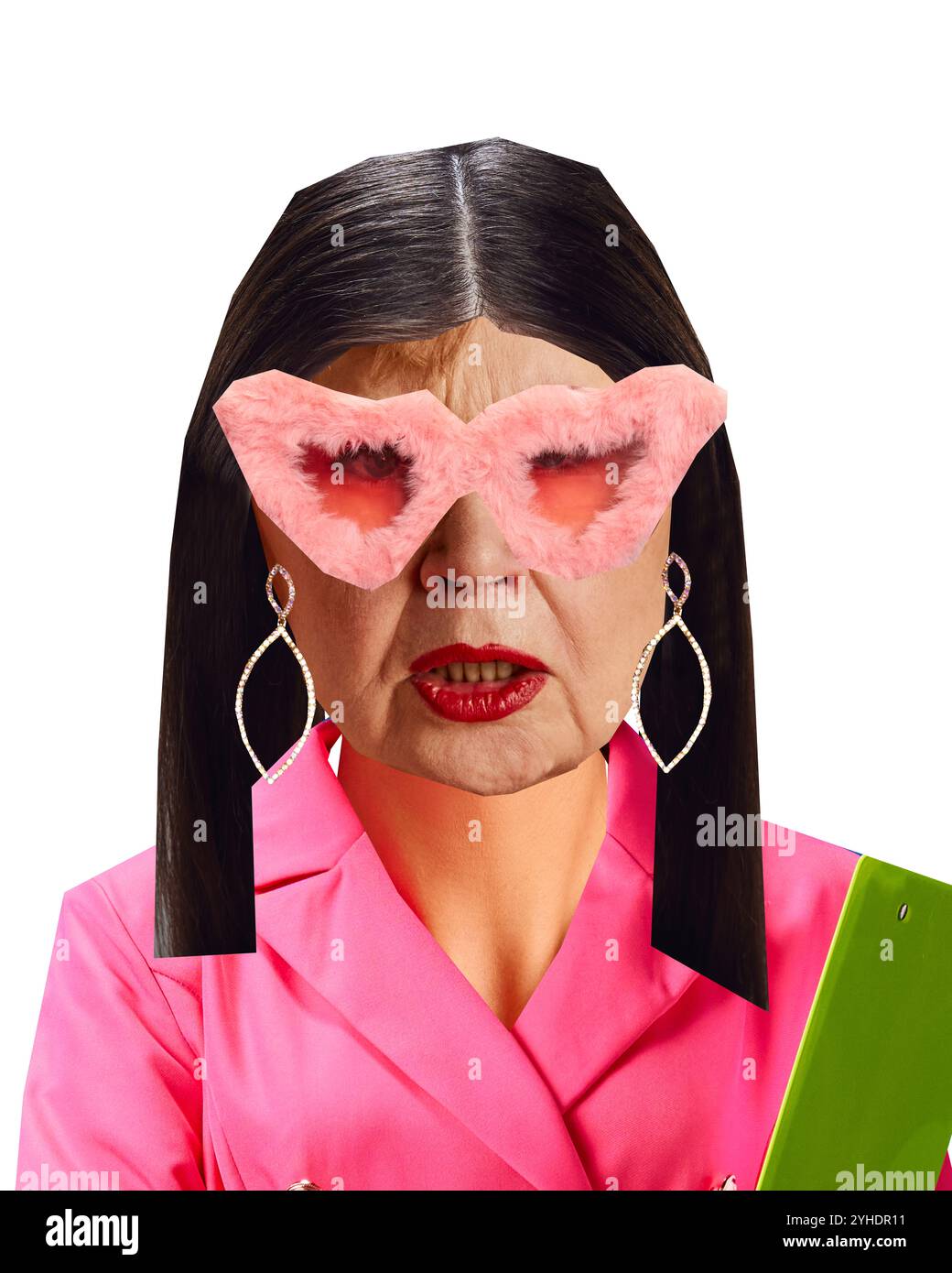 Contemporary art collage. Portrait made of different pieces of faces ...