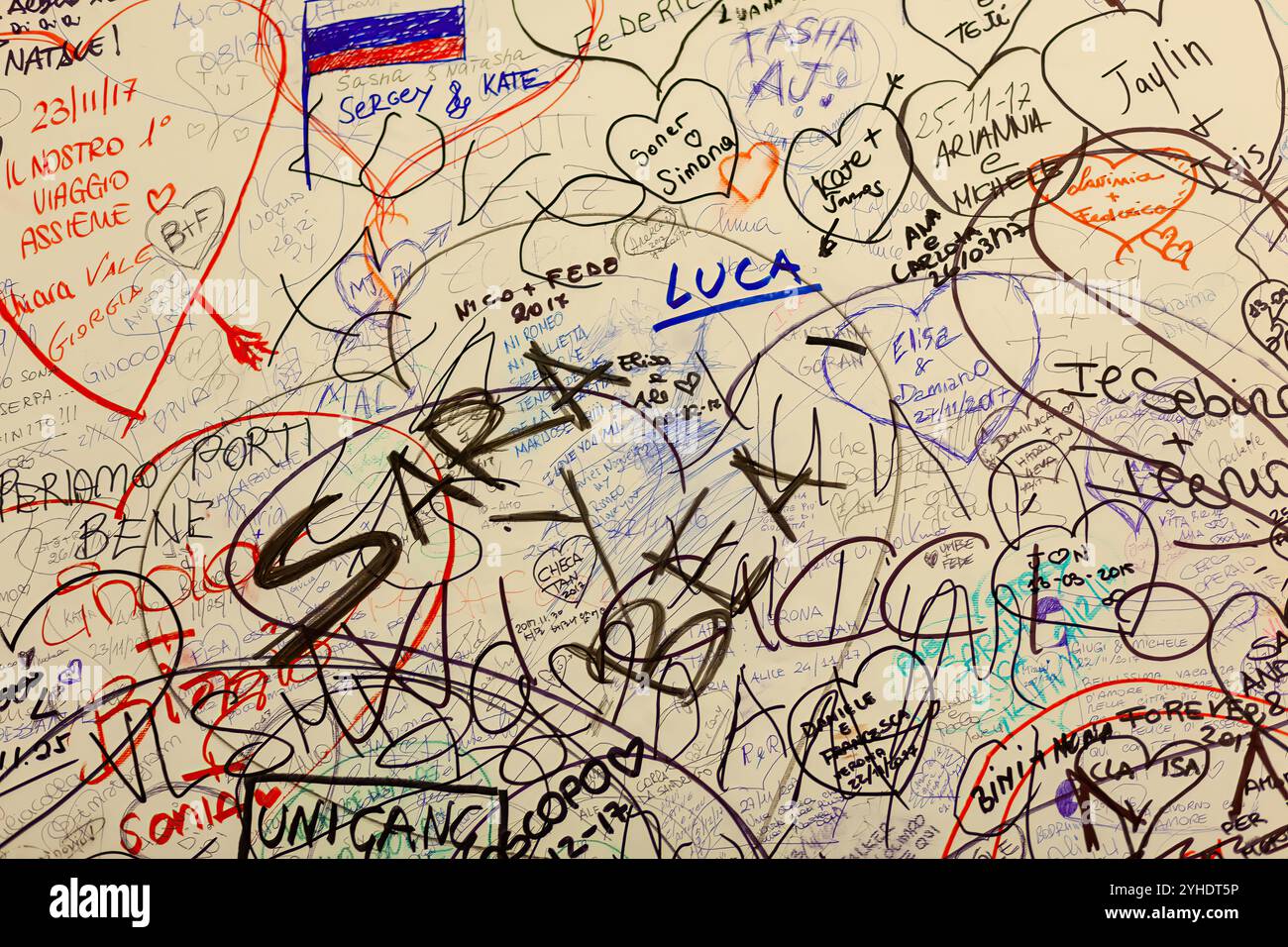 Verona, Italy - December 08, 2017: Tourists are creating a colorful ...