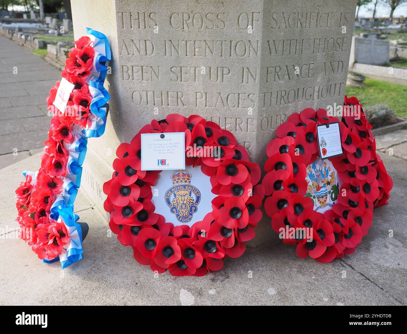 Sheerness, Kent, UK. 11th Nov, 2024. Armistice Day wreaths seen at the ...