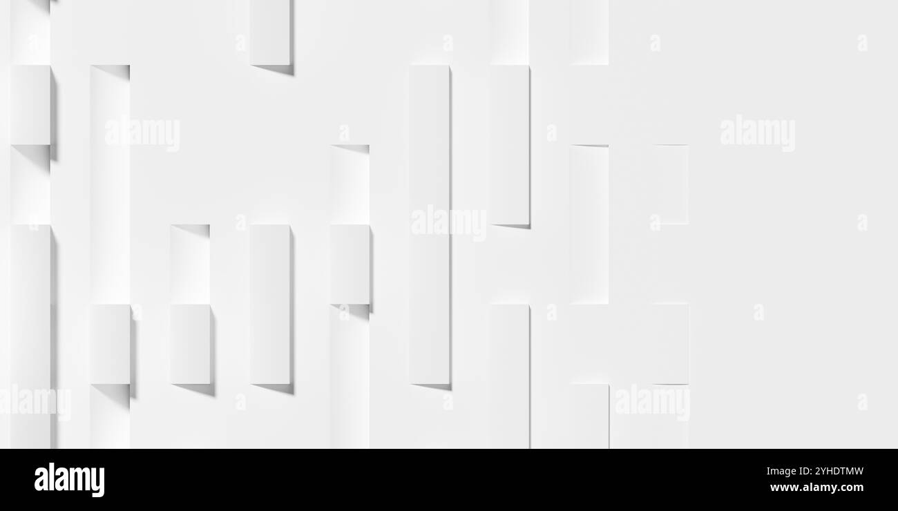 Random shifted scattered white rectangle cubes fading out geometrical ...