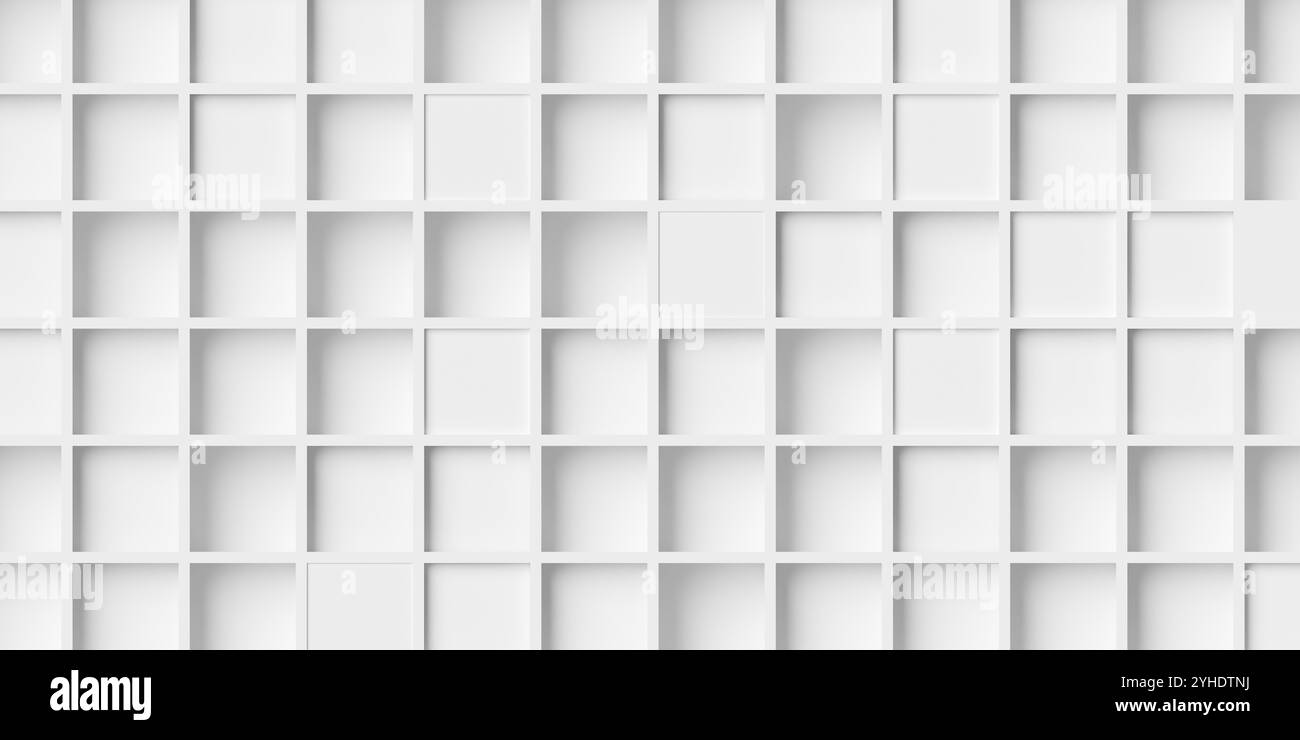 Random Shifted Inset White Cube Boxes Block Background Wallpaper Banner Full Frame Filling 3d