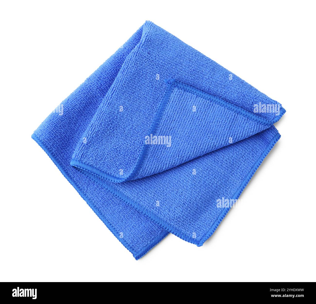 Clean blue microfiber cloth isolated on white, top view Stock Photo - Alamy