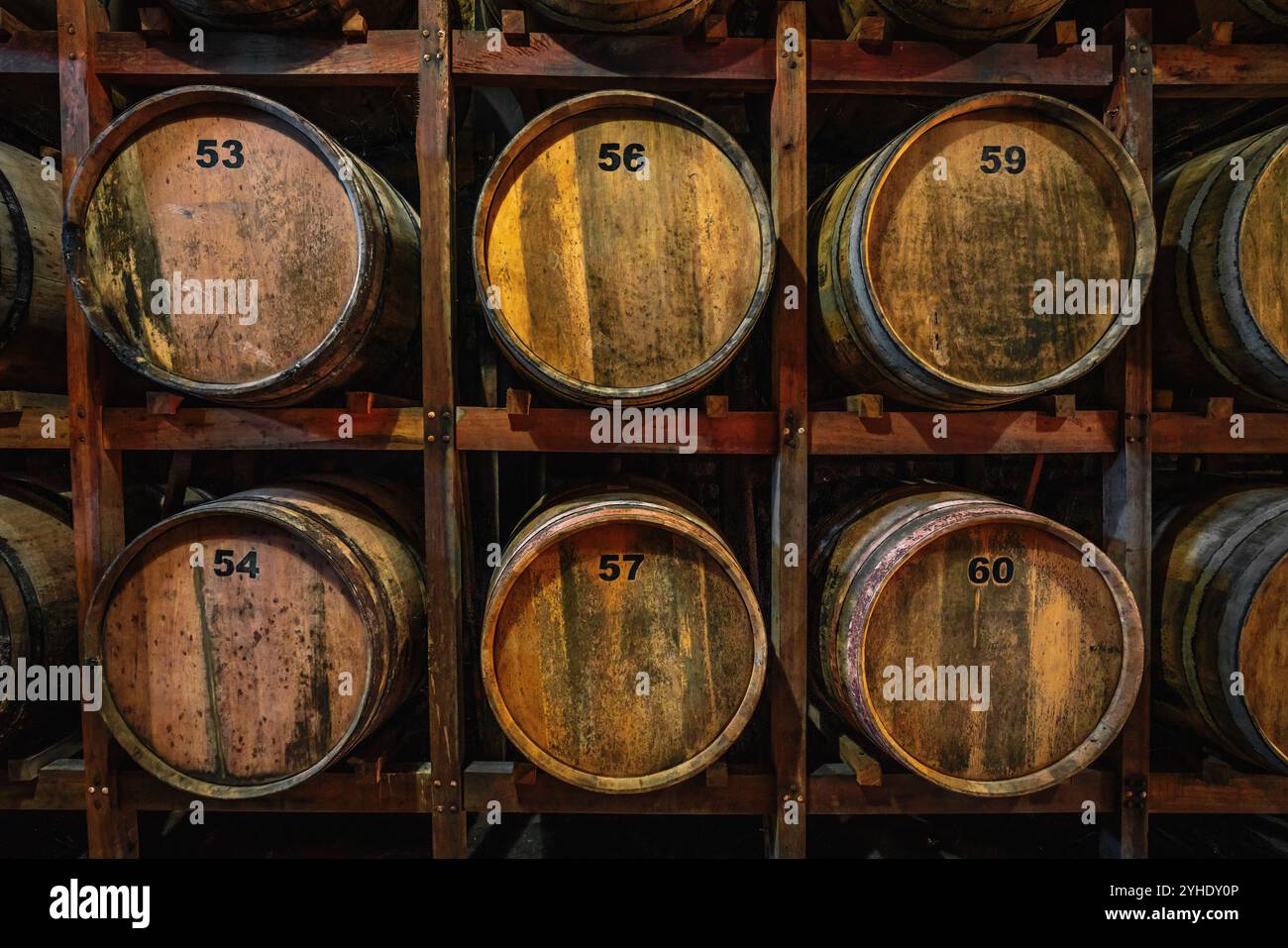 Cachaça spirit aging process in Wood Barrels Stock Photo - Alamy