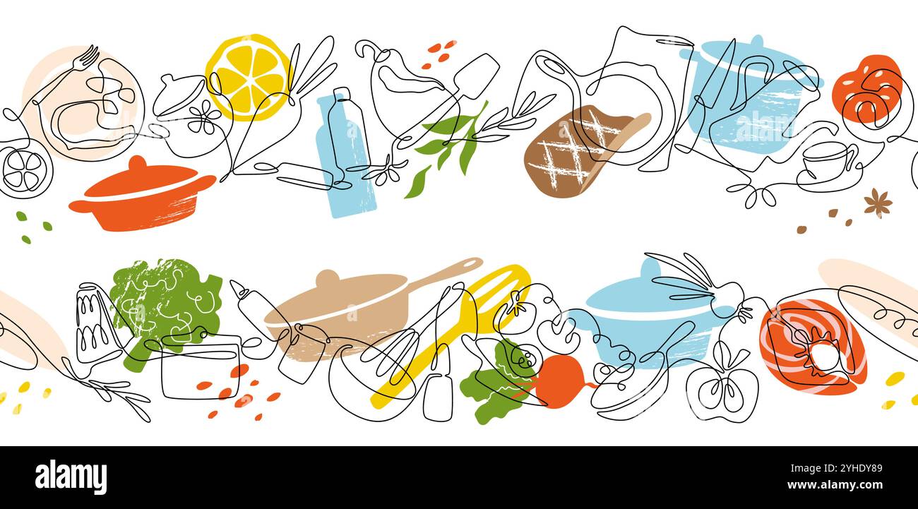 Food background. Line cooking pattern. Healthy kitchen menu. Chefs ...