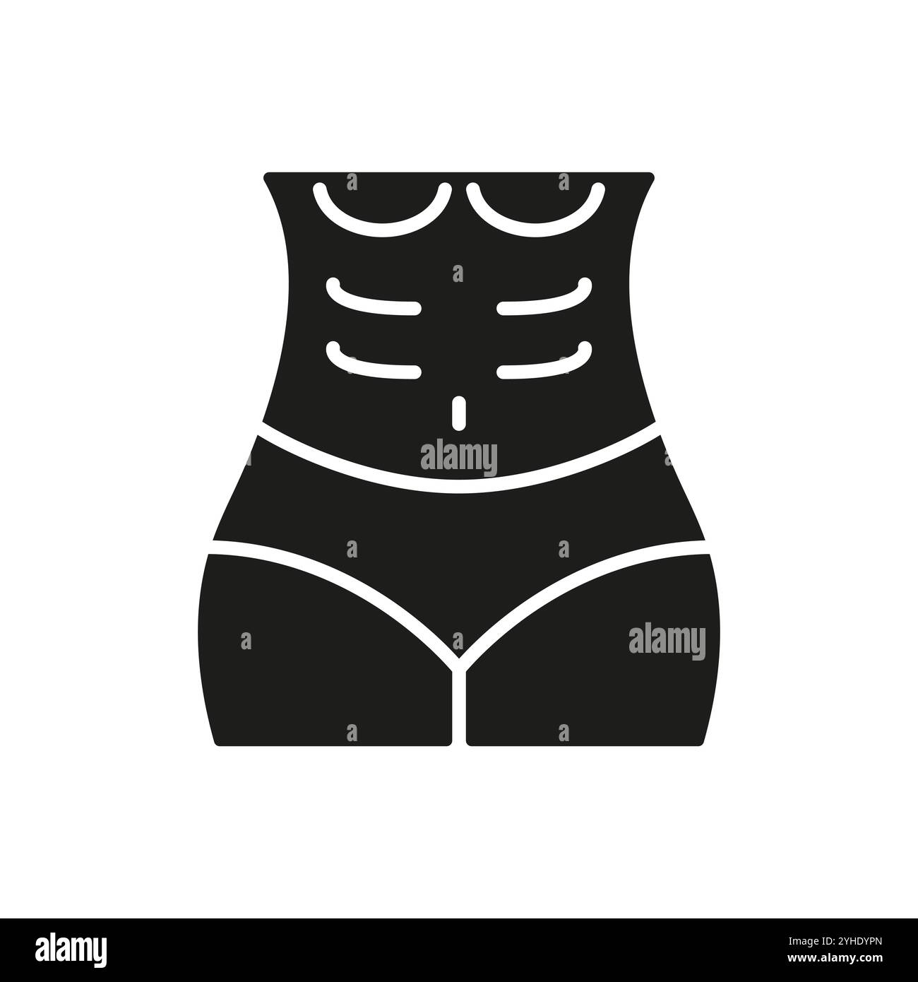 Slim Woman Waist and Abs Silhouette Icon. Female Strength and Weight ...
