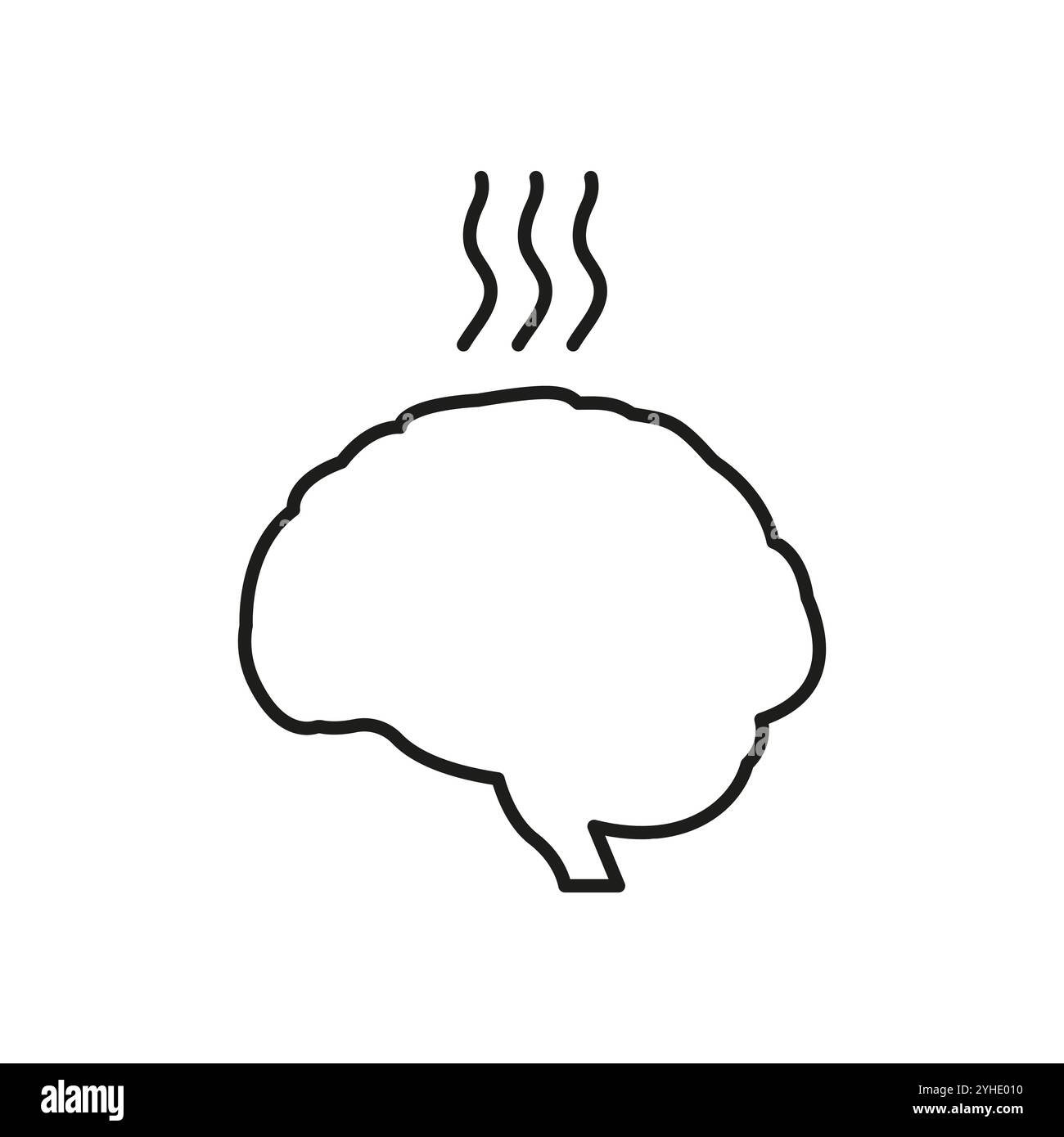 Brain with Steam Line Icon. Mental Stress Concept Outline Symbol ...