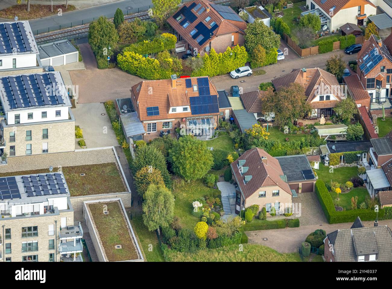 Luftbild, Einfamilienhaus Wohnhaus mit Garten Feuerdornstraße, Uentrop ...