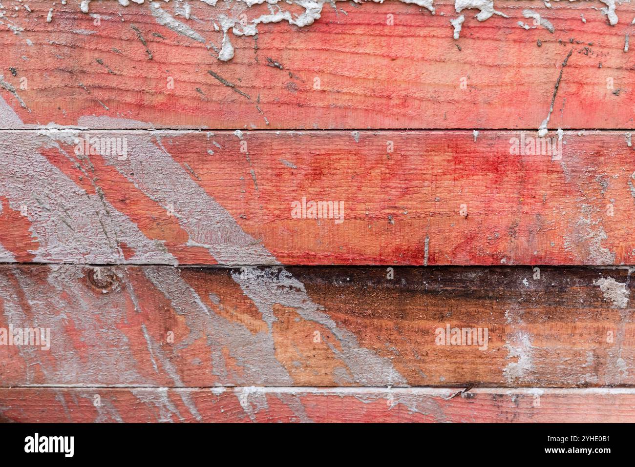 Grungy red wooden wall with concrete spots, abstract background photo ...
