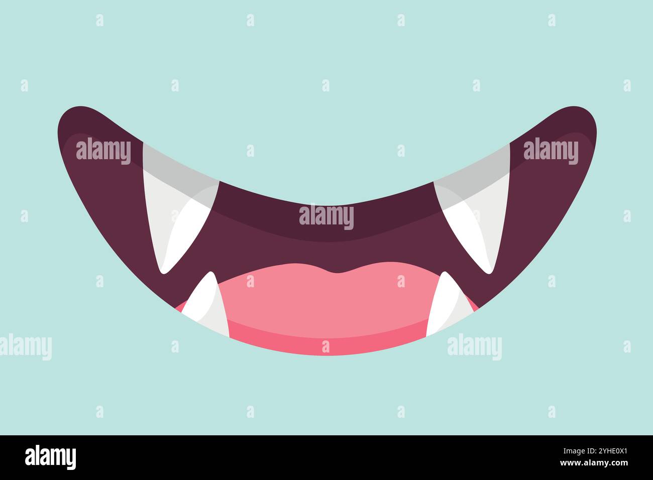 Cute cartoon monster mouth background. Monster mouth with fangs in ...