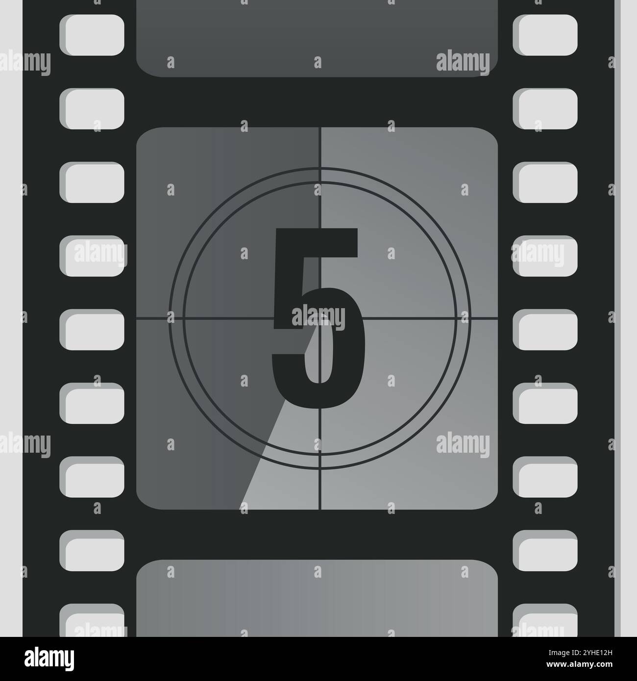 Countdown film strip frame with number five. Retro cinema movie timer ...
