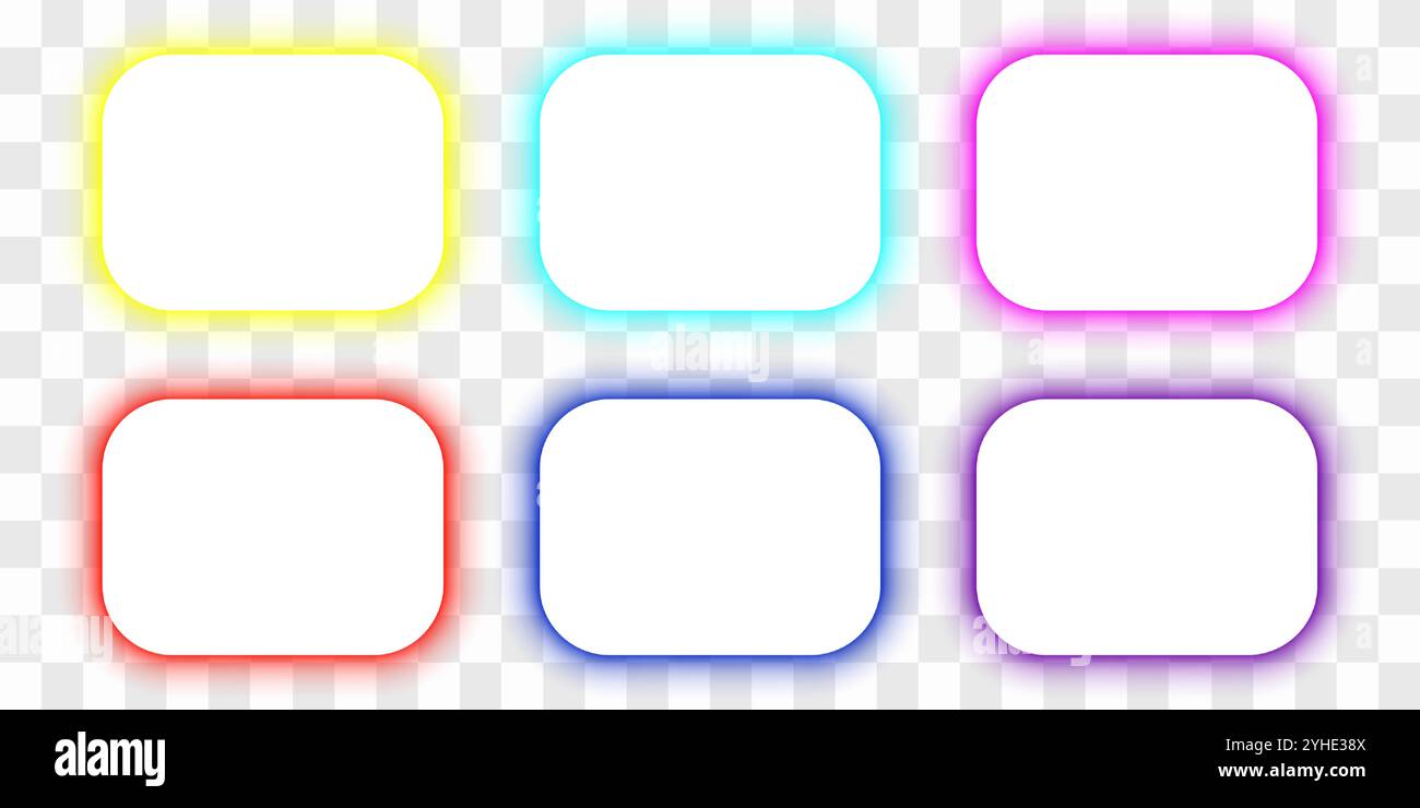 Rectangular white frames with rounded corners with multicolored led ...