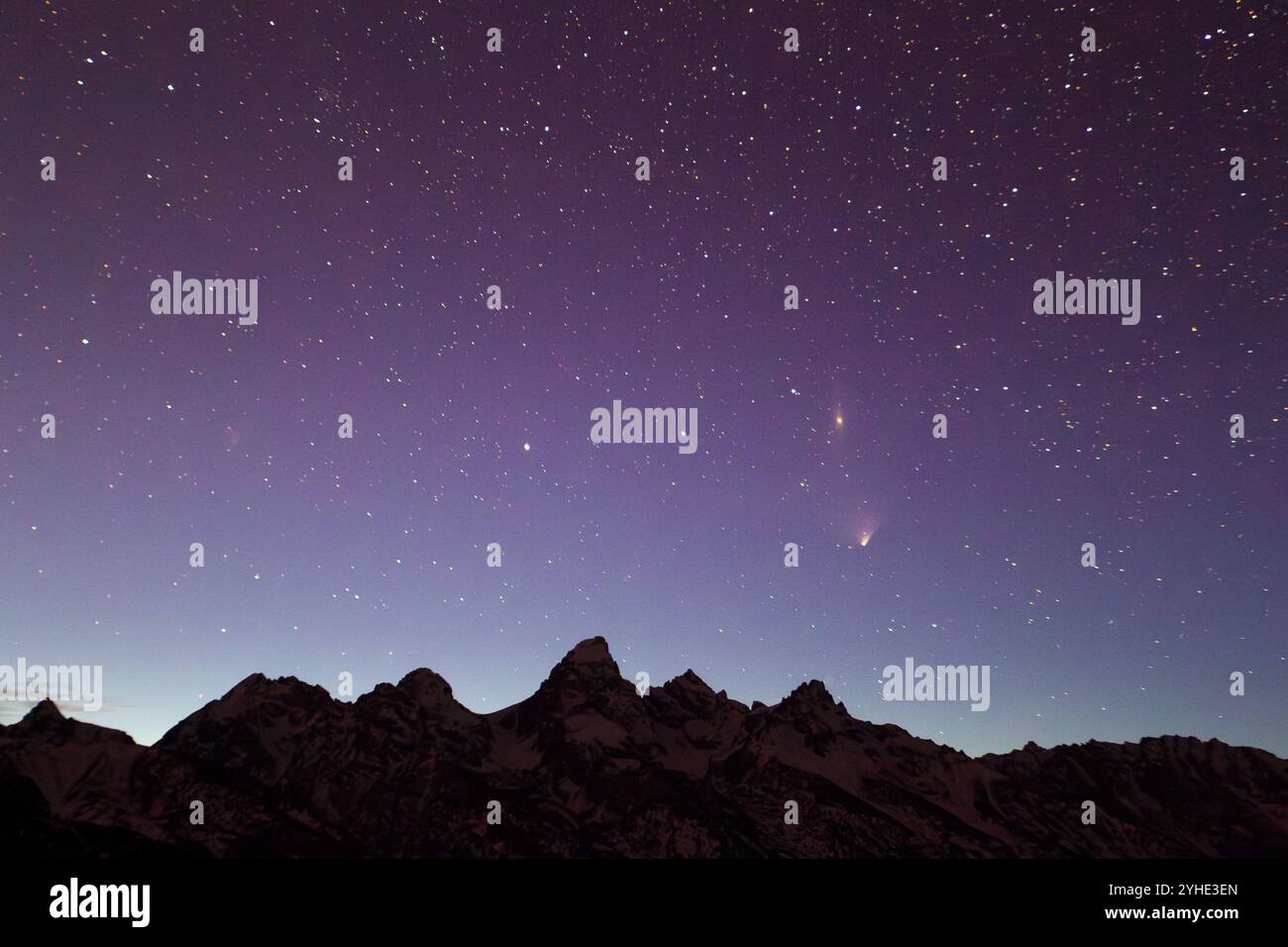 Comet Pan-STARRS glows above the Teton Mountains near the Andromeda ...