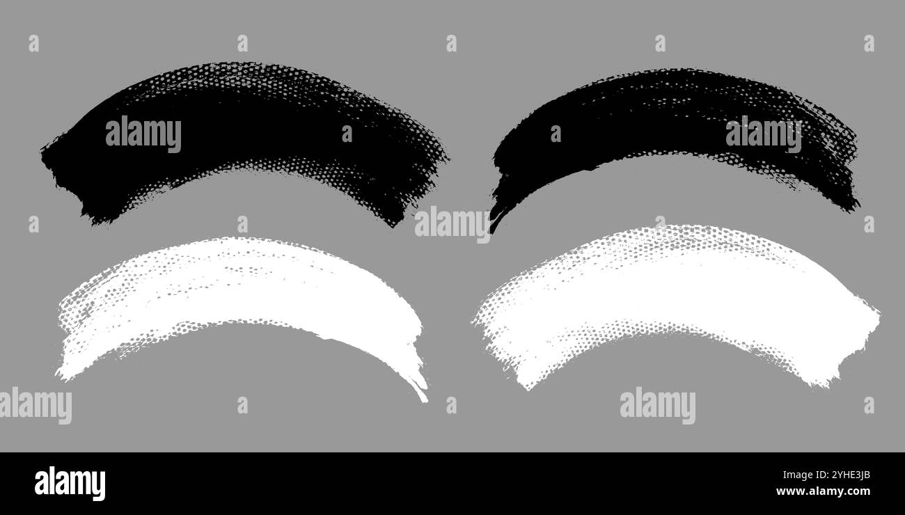 Brush stroke vector. Painted curves, arc lines, isolated. Grunge curvy ...