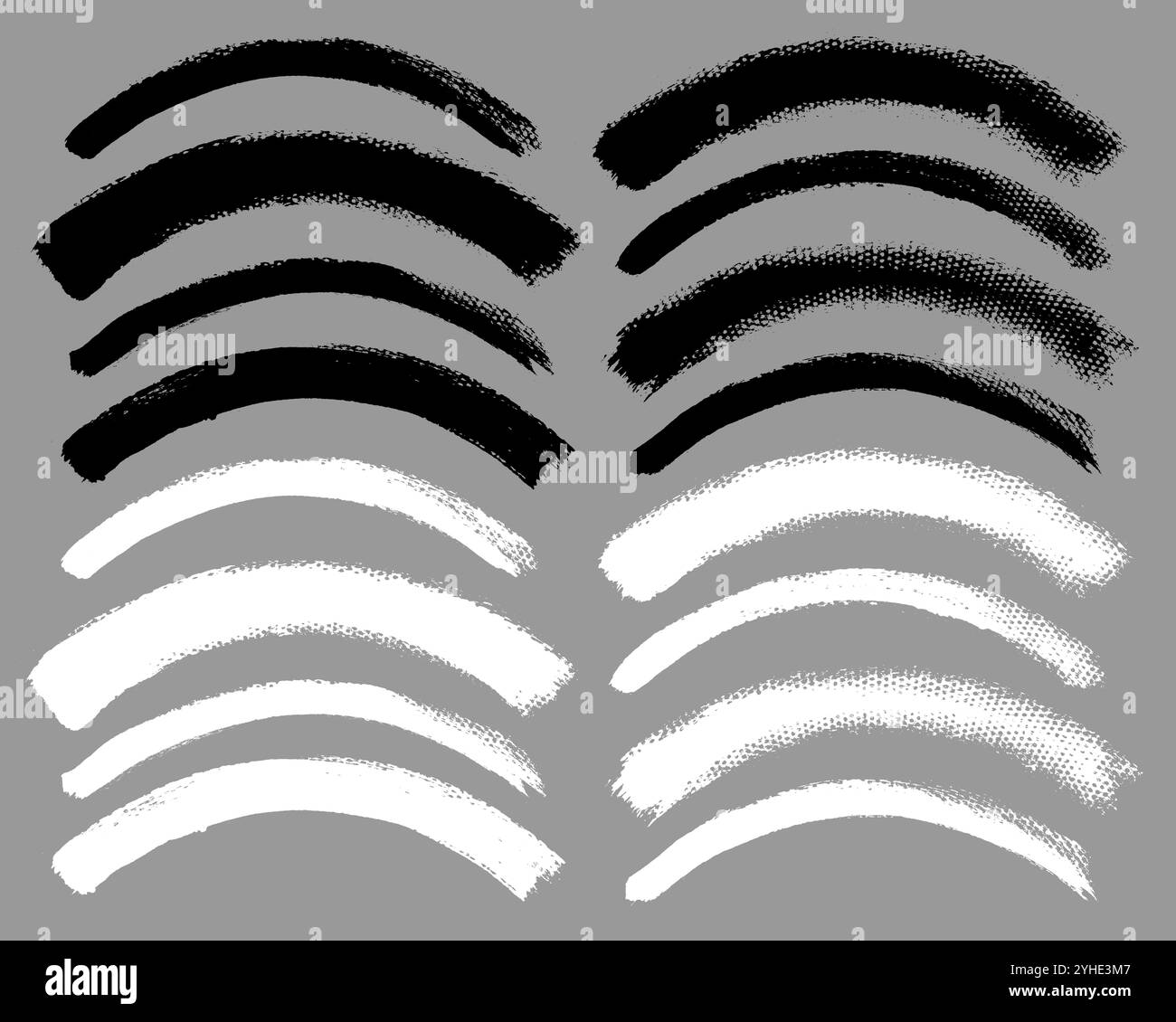 Brush stroke vector. Painted curves, arc lines, isolated. Grunge curvy ...