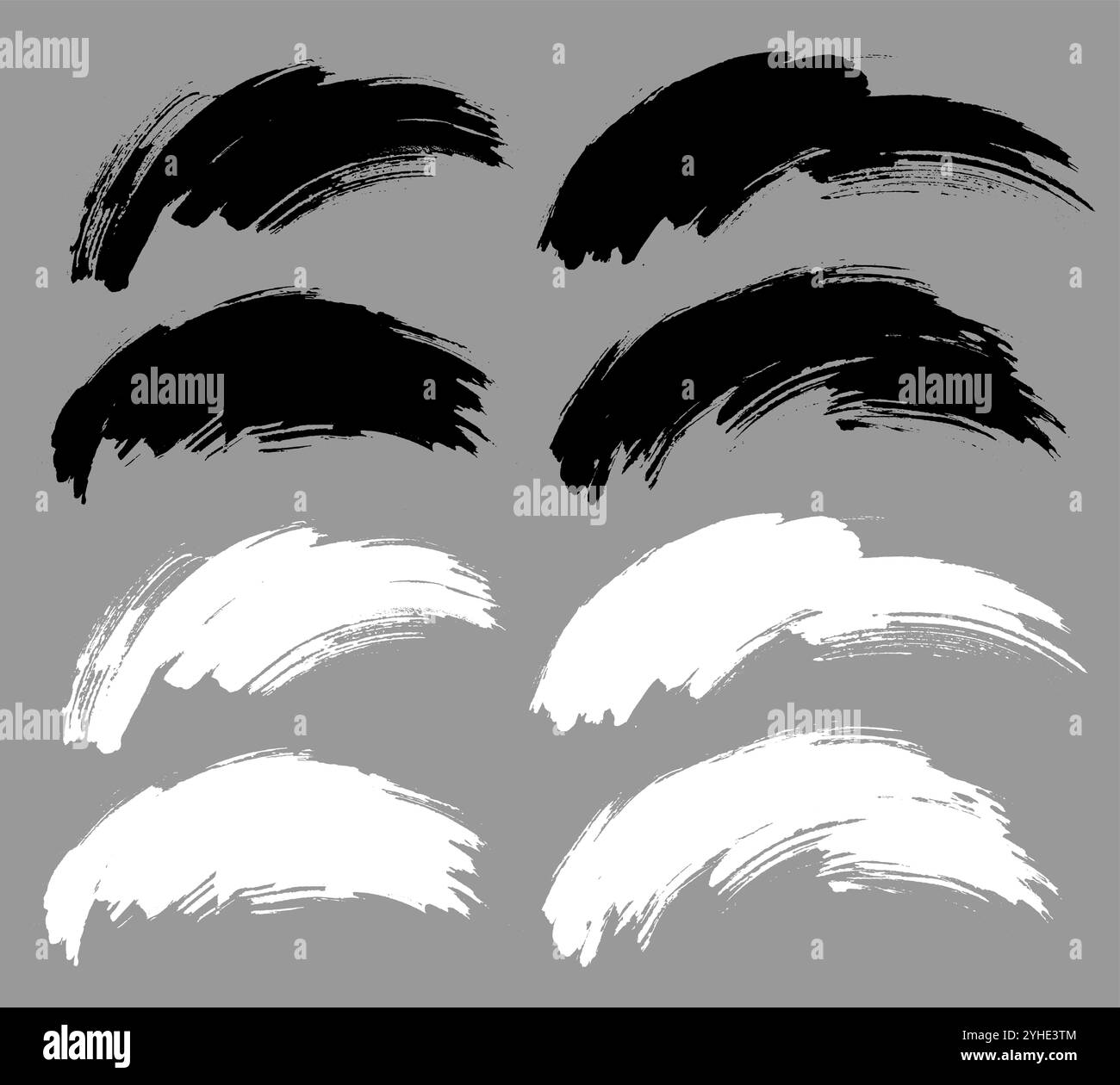 Brush stroke vector. Painted curves, arc lines, isolated. Grunge curvy ...