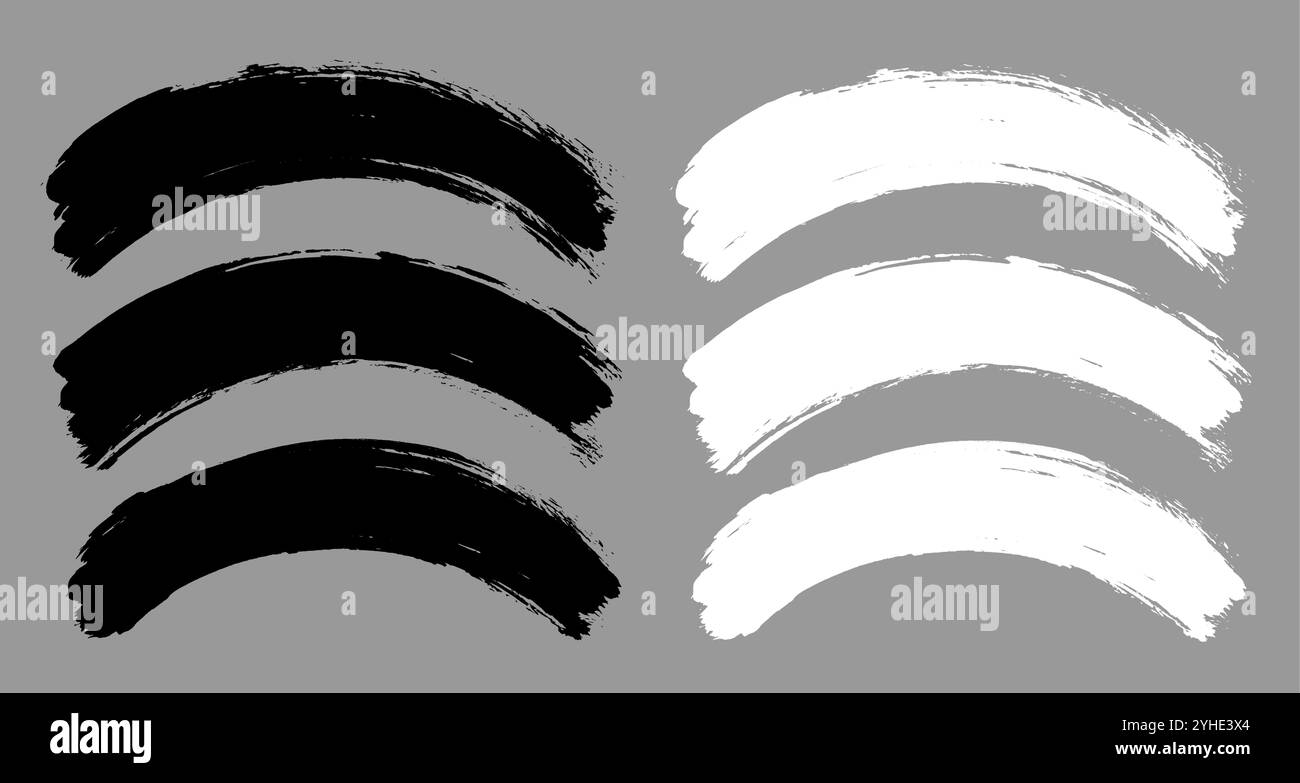 Brush stroke vector. Painted curves, arc lines, isolated. Grunge curvy ...