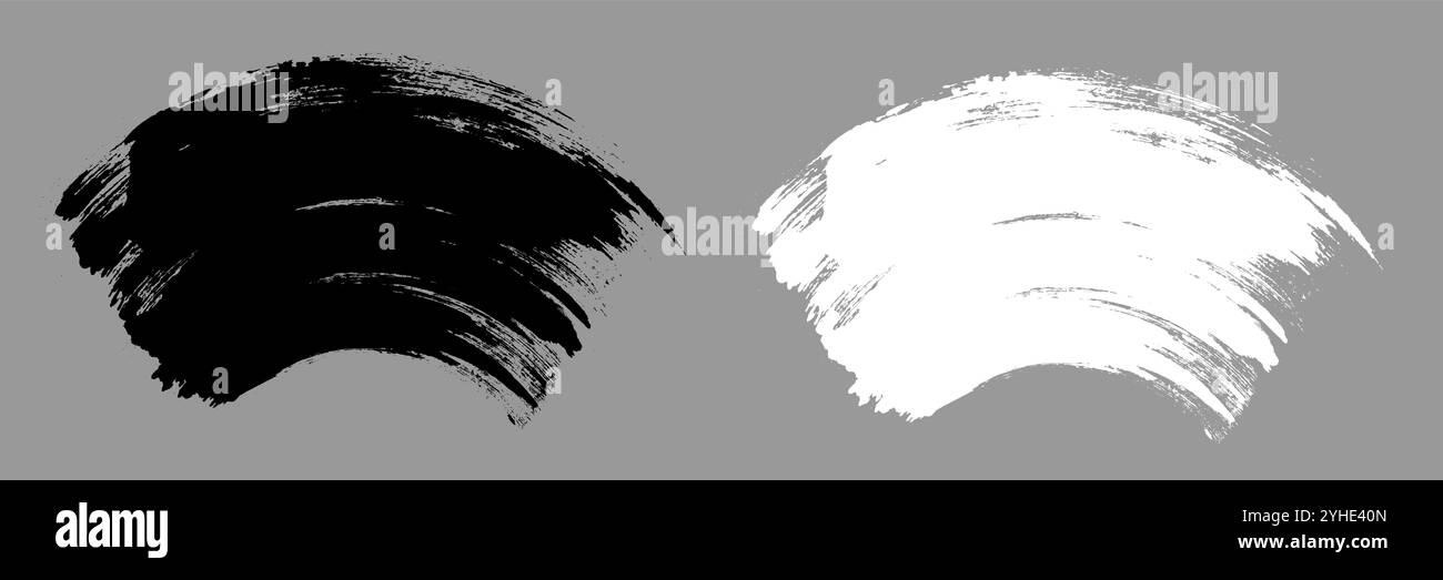 Brush stroke vector. Painted curves, arc lines, isolated. Grunge curvy ...