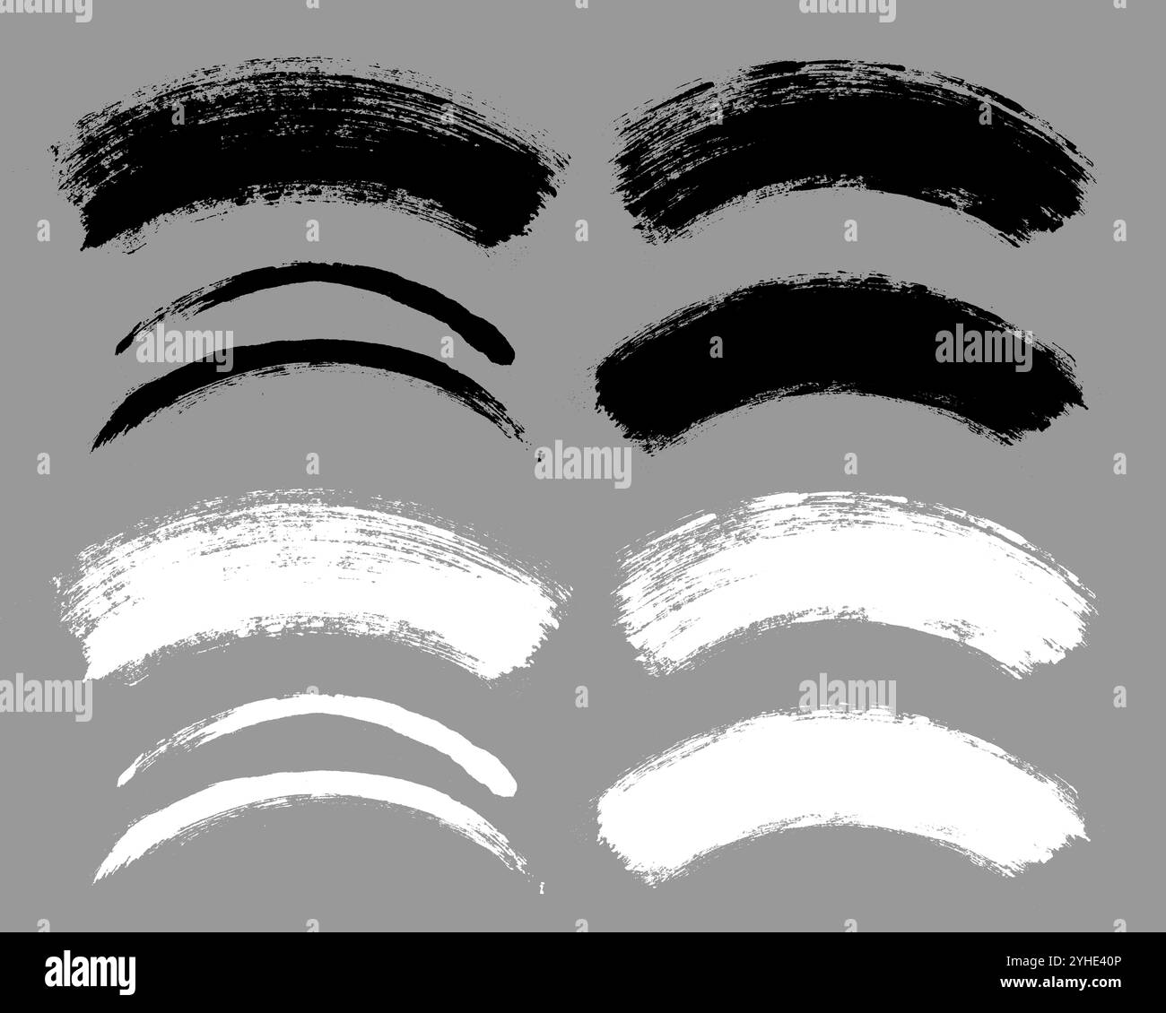 Brush stroke vector. Painted curves, arc lines, isolated. Grunge curvy ...