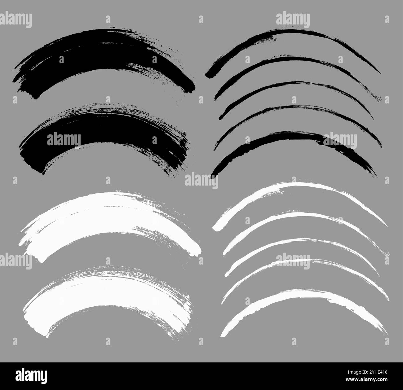 Brush stroke vector. Painted curves, arc lines, isolated. Grunge curvy ...