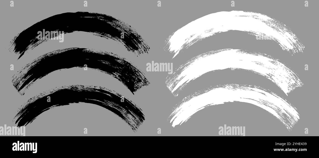 Brush stroke vector. Painted curves, arc lines, isolated. Grunge curvy ...