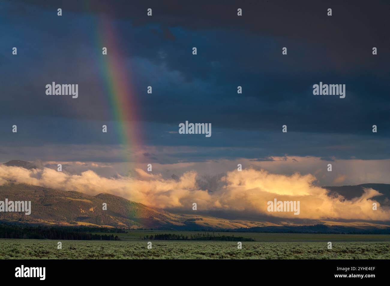 A rainbow arching over Antelope Flats and the lower Gros Ventre ...