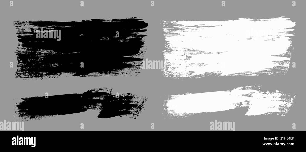 Brush strokes vector. Line and rectangle banners Stock Vector Image ...