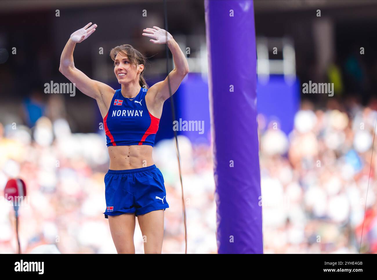 Lene Retzius participating in the pole vault at the Paris 2024 Olympic ...