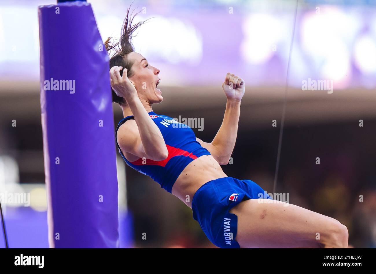 Lene Retzius participating in the pole vault at the Paris 2024 Olympic ...