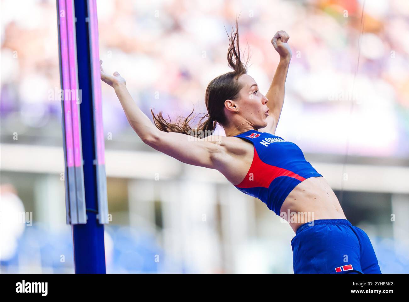 Lene Retzius participating in the pole vault at the Paris 2024 Olympic ...