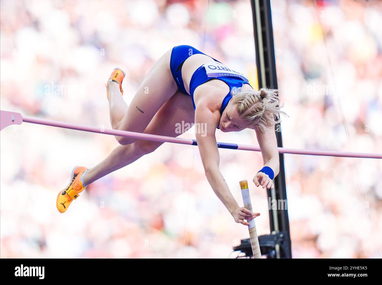 Wilma Murto participating in the pole vault at the Paris 2024 Olympic ...
